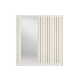 SCHWEBET&Uuml;RENSCHRANK VEYDAR 205/215/62cm 2-t&uuml;rig mit Spiegel Wei&szlig;