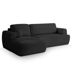 ECKSOFA SENTI N L-S Schwarz Boucle-Stoff mit Schlaffunktion