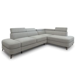 ECKSOFA AVISE Q R-S Hellgrau Boucle-Stoff mit Schlaffunktion