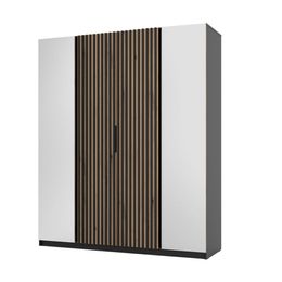 DREHT&Uuml;RENSCHRANK CAGLIARI 200/239/61,9cm 4-t&uuml;rig mit Spiegel Schwarz