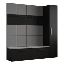 GARDEROBENSCHRANK MODULO 201,2/204/40 cm Modern Garderobe-Set Schwarz