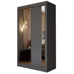 SCHWEBET&Uuml;RENSCHRANK GRAZIA 120/216/61 cm 2-t&uuml;rig mit Spiegel Grau