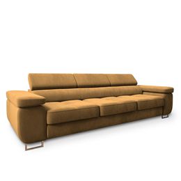 BETTSOFA MOSINE Gelb Velours-Stoff mit Schlaffunktion