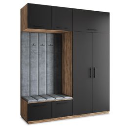 GARDEROBENSCHRANK REMA 200/240/60 cm Modern Garderobe-Set Eiche Lefkas