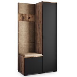 GARDEROBENSCHRANK LORI 95/181/51 cm Modern Garderobe-Set Eiche Lefkas