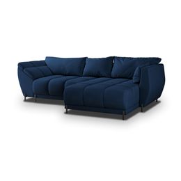 ECKSOFA VESTANO R-S Blau Velours-Stoff mit Schlaffunktion