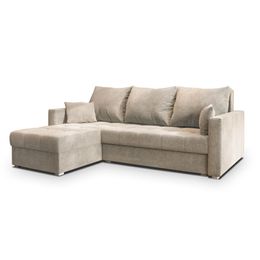 ECKSOFA NIDA Beige Geflochtener Stoff mit Schlaffunktion
