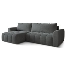 ECKSOFA MODARO CL Grau Samtstoff mit Schlaffunktion