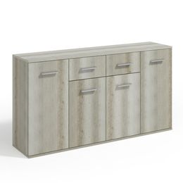 SIDEBOARD GIACOMO III 160/85/33 cm mit 2 Schubladen 4 T&uuml;ren Hellgrau