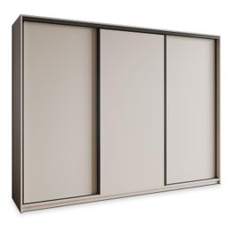 SCHWEBET&Uuml;RENSCHRANK NISSE 250/205/60 cm 3-t&uuml;rig mit Schubladen Kaschmir