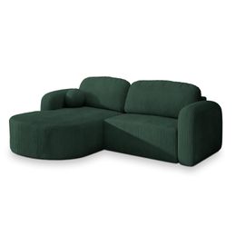 ECKSOFA AMILIA P L-S Gr&uuml;n Kordstoff mit Schlaffunktion