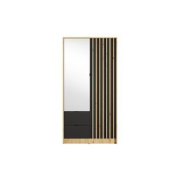 DREHT&Uuml;RENSCHRANK SATREN 101,7/200,5/54,5cm 2-t&uuml;rig mit Spiegel Eiche Artisan