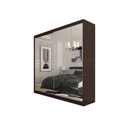 SCHWEBET&Uuml;RENSCHRANK FIORELLA 200/216/61 cm 2-t&uuml;rig mit Spiegel Wengefarben