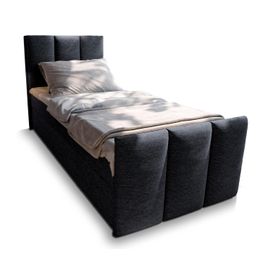 BOXBETT LAGO 80 80x200 cm mit Matratze und Topper - Schwarz