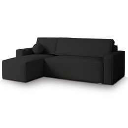 ECKSOFA RAVELO P Schwarz Kordstoff mit Schlaffunktion