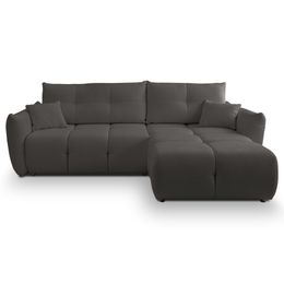ECKSOFA MODA S Grau Geflochtener Stoff mit Schlaffunktion