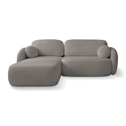 ECKSOFA AMICO L-S Grau Geflochtener Stoff mit Schlaffunktion