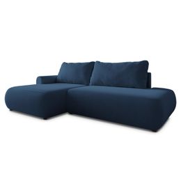 ECKSOFA NUVIRA CL L-S Blau Samtstoff mit Schlaffunktion