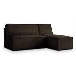 ECKSOFA BRISO M Braun Velours-Stoff mit Schlaffunktion