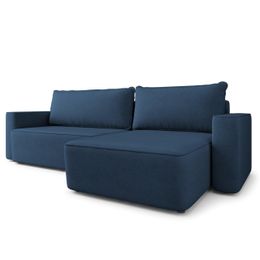 ECKSOFA BELARO CL Blau Samtstoff mit Schlaffunktion
