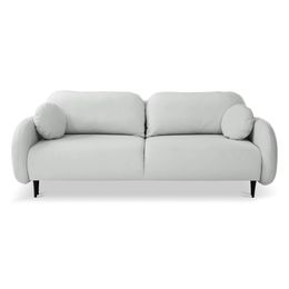BETTSOFA AGIO Hellgrau Pl&uuml;sch-Stoff mit Schlaffunktion