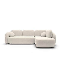 ECKSOFA AMICO II R-S Creme Geflochtener Stoff mit Schlaffunktion