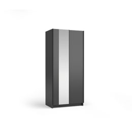 SCHWEBET&Uuml;RENSCHRANK CERON 100/182/54,6cm 2-t&uuml;rig mit Spiegel Schwarz