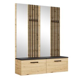 GARDEROBENSCHRANK MODULO 161,2/204/40 cm Modern Garderobe-Set Eiche Artisan