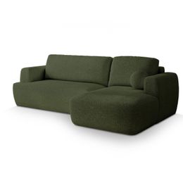 ECKSOFA SENTI N R-S Gr&uuml;n Boucle-Stoff mit Schlaffunktion