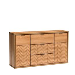 KOMMODE CARINI 158/90/40,6cm mit 3 Schubladen 2 T&uuml;ren Eichefarben