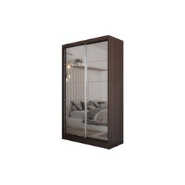 SCHWEBET&Uuml;RENSCHRANK FIORELLA 120/216/61 cm 2-t&uuml;rig mit Spiegel Wengefarben