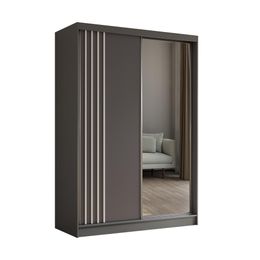 SCHWEBET&Uuml;RENSCHRANK NELVIA 150/216/61 cm 2-t&uuml;rig mit Spiegel Grau