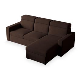 ECKSOFA PADWA Braun Kordstoff mit Schlaffunktion