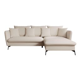 ECKSOFA FERRO Creme Chenille mit Schlaffunktion