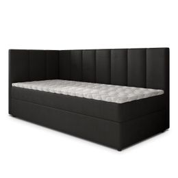 BOXBETT BEVE 100x200 cm mit Matratze und Topper, H2+H3 - Schwarz