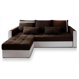 ECKSOFA KOS PIK Braun D&uuml;nner Stoff mit Schlaffunktion