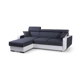 ECKSOFA PALAZZO Grau Geflochtener Stoff mit Schlaffunktion