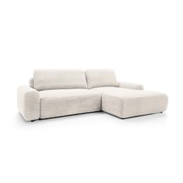 ECKSOFA OSSO Creme Velours-Stoff mit Schlaffunktion