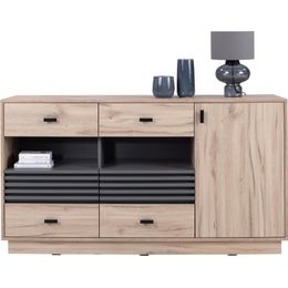 KOMMODE PUNTO 155/85/40cm mit 4 Schubladen 1 T&uuml;ren Eichefarben