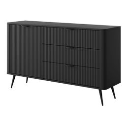 SIDEBOARD LANTANA 138/81/38 cm mit 3 Schubladen und 1 T&uuml;ren Schwarz