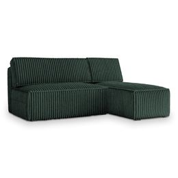 ECKSOFA BRISO T Gr&uuml;n Kordstoff mit Schlaffunktion