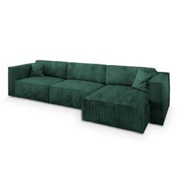 ECKSOFA TOLMO P Gr&uuml;n Kordstoff mit Schlaffunktion