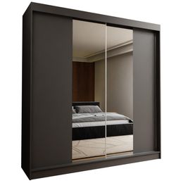 SCHWEBET&Uuml;RENSCHRANK LUCENZA 200/216/61 cm 2-t&uuml;rig mit Spiegel Grau