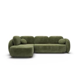 ECKSOFA AMICO II L-S Gr&uuml;n Geflochtener Stoff mit Schlaffunktion