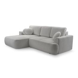 ECKSOFA FILO Grau Boucle-Stoff mit Schlaffunktion