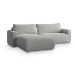 ECKSOFA TURIN N Hellgrau Bucle-Stoff mit Schlaffunktion
