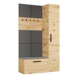 GARDEROBENSCHRANK MODULO 120,6/204/40 cm Modern Garderobe-Set Eiche Artisan