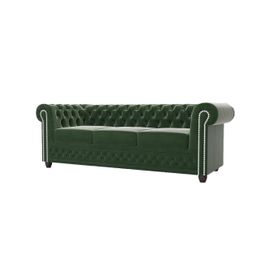 CHESTERFIELD-SOFA 3-sitzer Nyx Flasche gr&uuml;n Samt