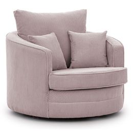 DREHSESSEL Ted aus Puderrosa Cord-Stoff