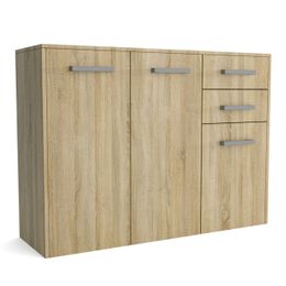 KOMMODE SCALINI 113/82/33 cm mit 2 Schubladen 3 T&uuml;ren Sonoma Eiche